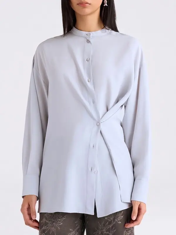 Momoni Silk Blend Shirt With Mandarin Collar