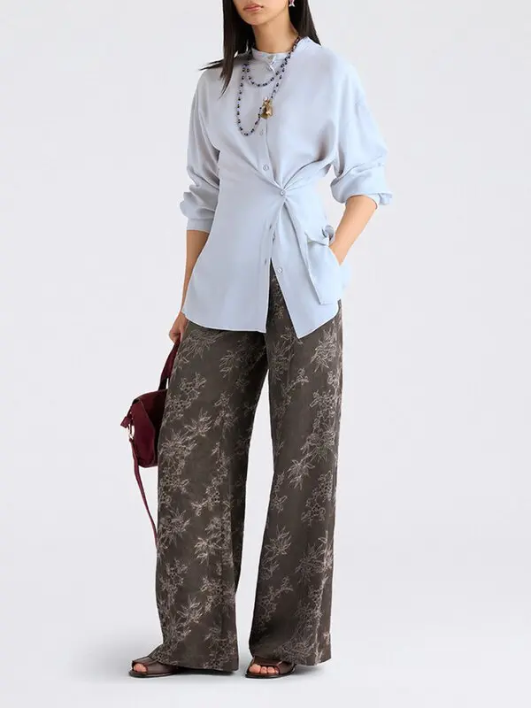 Momoni Silk Blend Shirt With Mandarin Collar