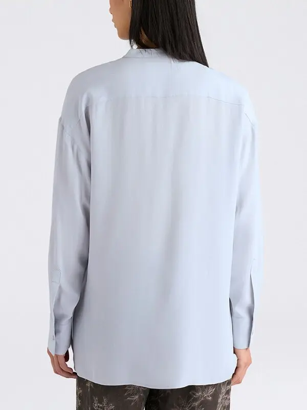 Momoni Silk Blend Shirt With Mandarin Collar