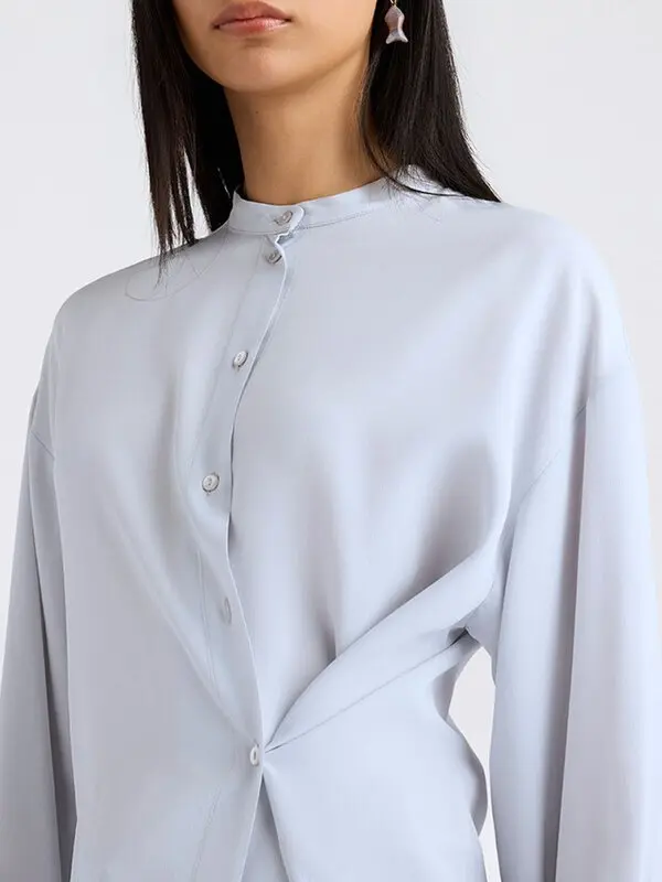 Momoni Silk Blend Shirt With Mandarin Collar