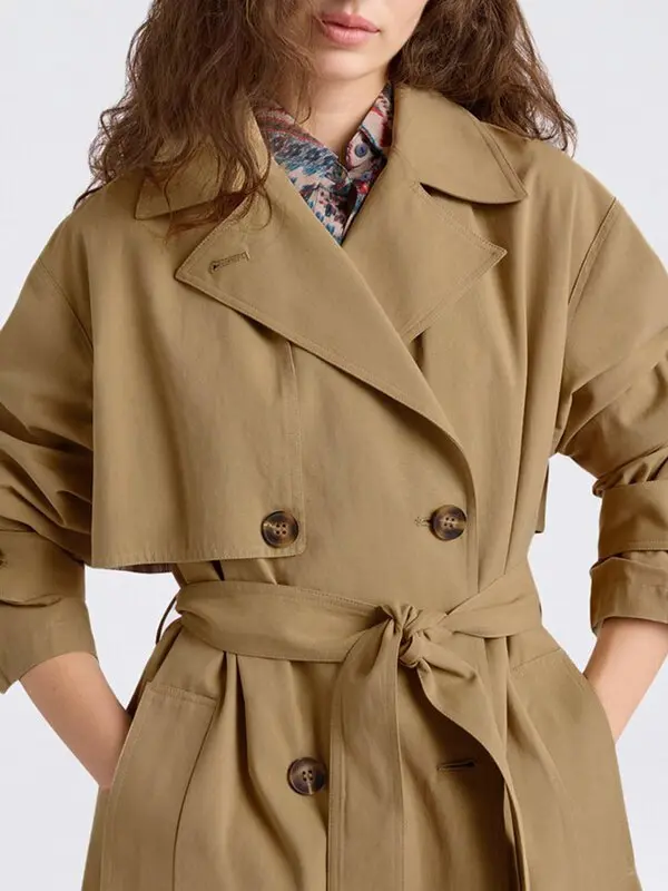 Momoni Double-breasted Cotton Blend Trench Coat