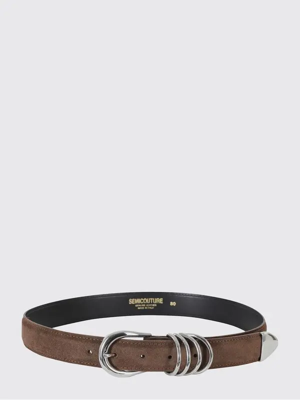 SEMICOUTURE Belt With Silver Tone Hardware - Brown