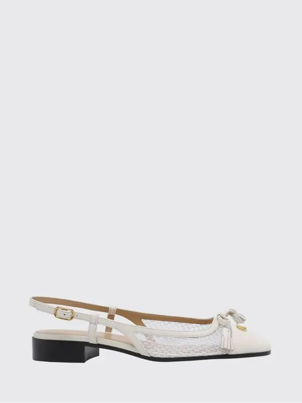 Valentino Garavani Leather And Nylon Mesh Slingback Ballerina Flats - White