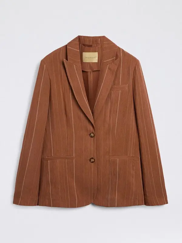 Momoni Pinstriped Linen Blend Single-breasted Blazer