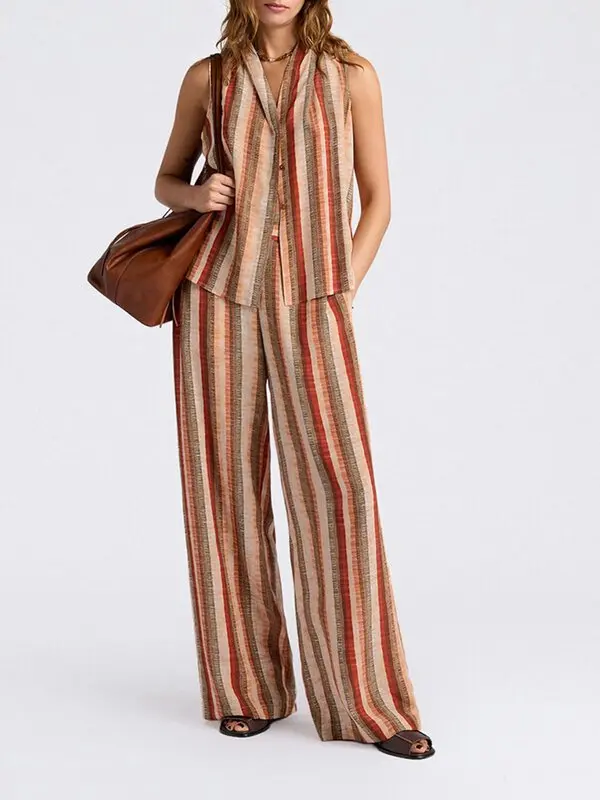 Momoni Striped Silk Palazzo Trousers