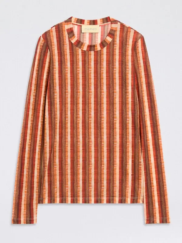 Momoni Long Sleeve Crewneck Top - Orange