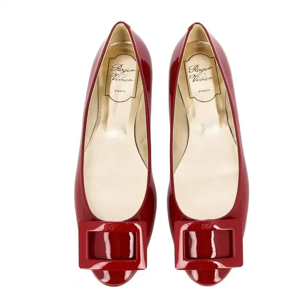 ROGER VIVIER Gommette Patent Leather Ballerina Flats - Red