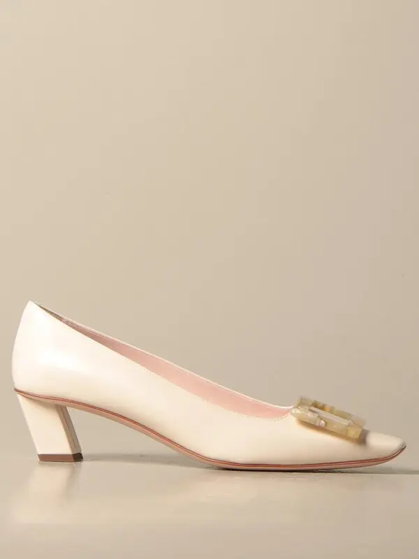 ROGER VIVIER Belle Vivier Leather Pumps - White