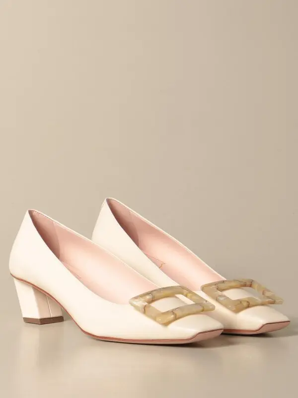ROGER VIVIER Belle Vivier Leather Pumps - White