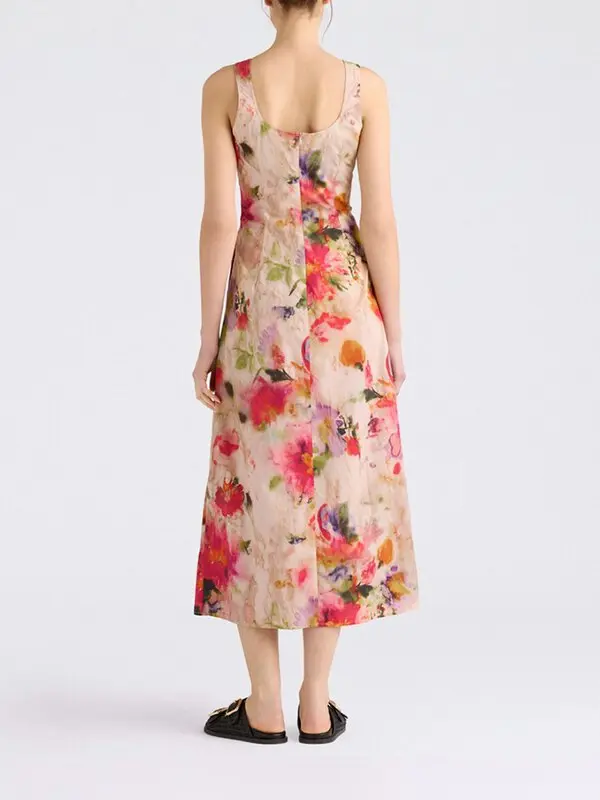Momoni Sleeveless Floral Print Midi Dress