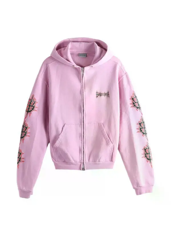 Balenciaga Sacré-cœur Graphic Print Zip-up Hoodie - Pink