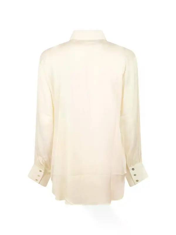 NOUVELLE SILK95FIVE Cream Ruffled Detail Shirt
