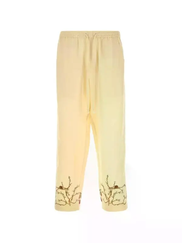 BAZISZT Basziszt Beige Embroidered Drawstring Trousers