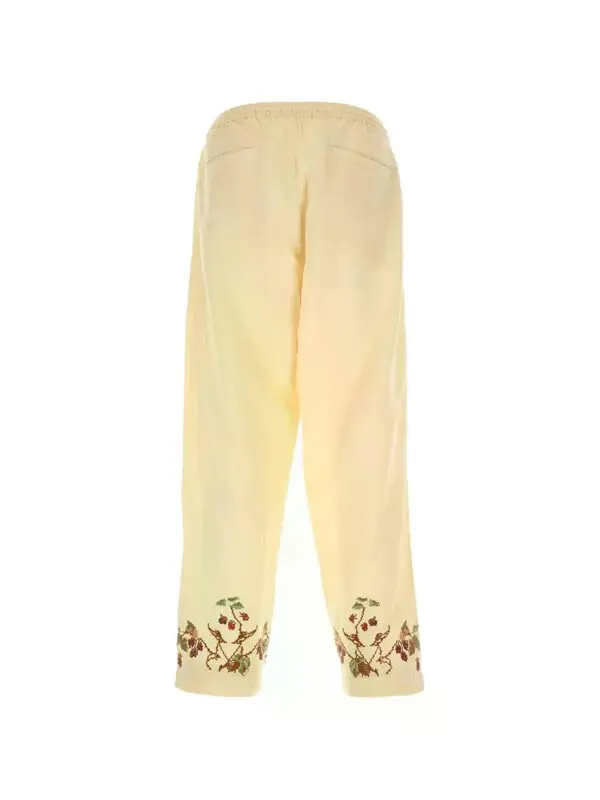 BAZISZT Basziszt Beige Embroidered Drawstring Trousers