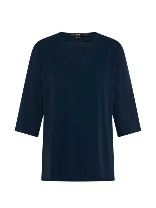 Seventy V-neck Three-quarter Sleeve Sweater - Blue
