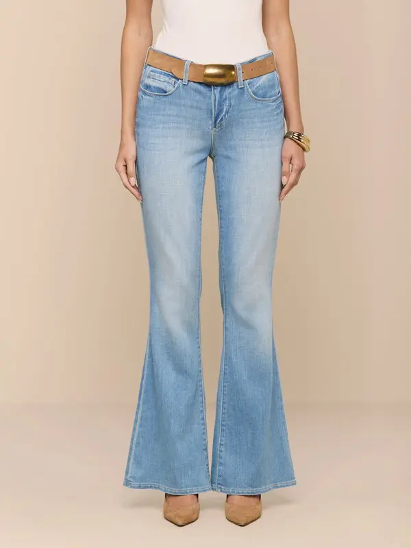 L'Agence Taney Low-rise Flare Jeans - Pacific