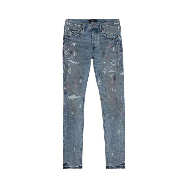 PURPLE BRAND Low Rise Skinny Jeans 'aged Vintage Indigo Destroy - Blue