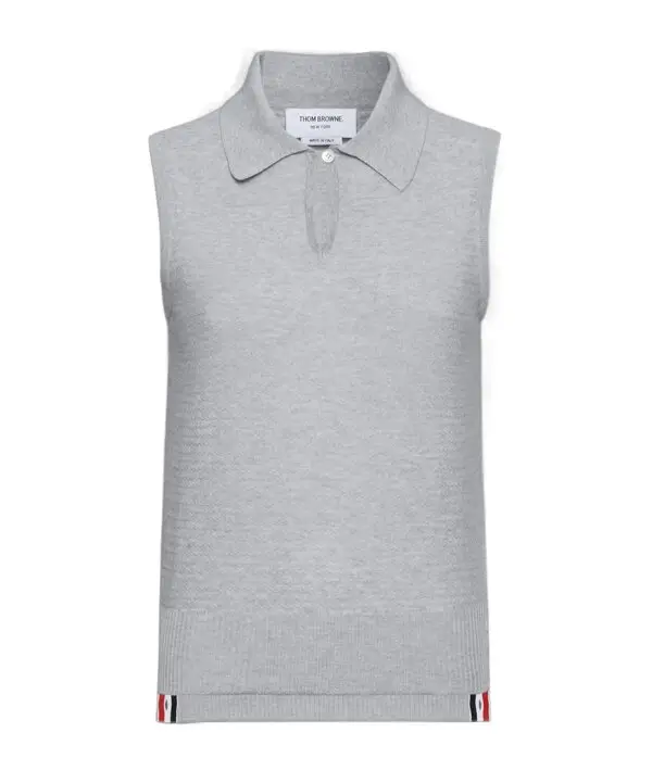 Thom Browne Floated-cable Sleeveless Polo