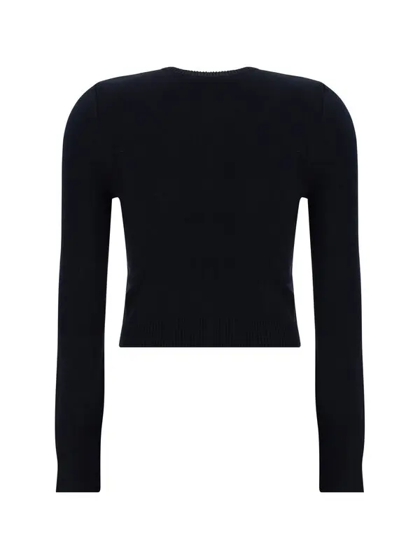 MARINE SERRE Core Button-up Knitted Cardigan With Crescent Embroidery