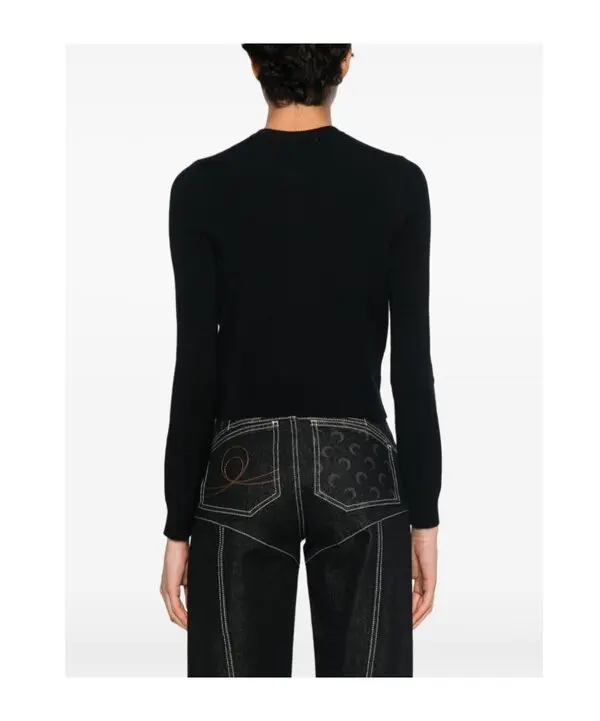 MARINE SERRE Core Button-up Knitted Cardigan With Crescent Embroidery