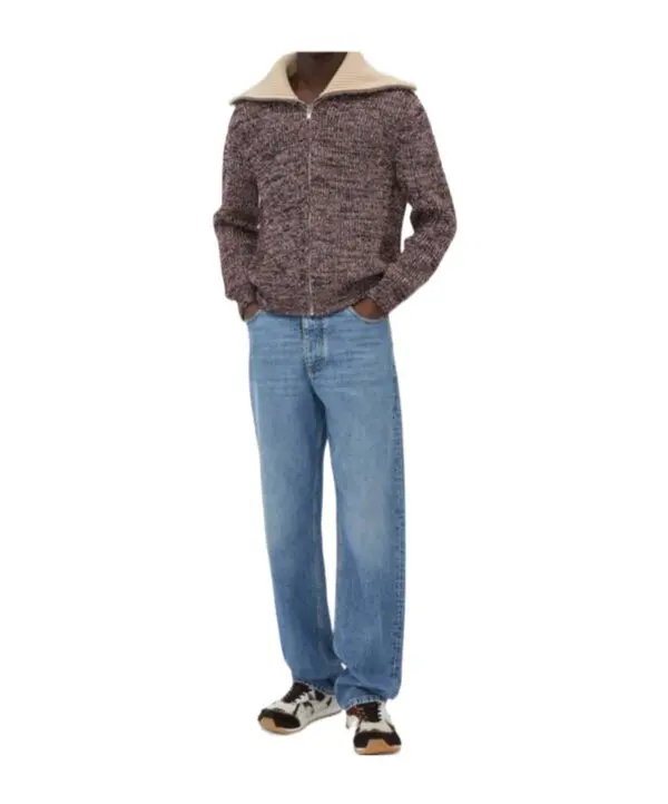 Bottega Veneta Cotton And Wool Zip-up Cardigan With Shawl Collar - Scarlet Melange