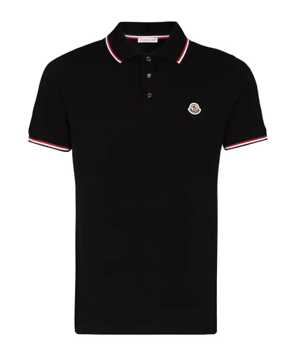Moncler Logo Patch Short-sleeved Polo Shirt - Black