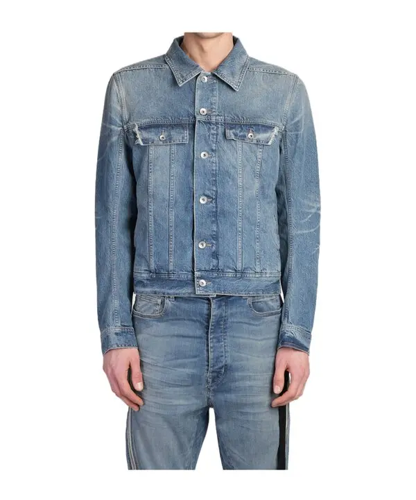 Rick Owens Distressed Trucker Denim Jacket
