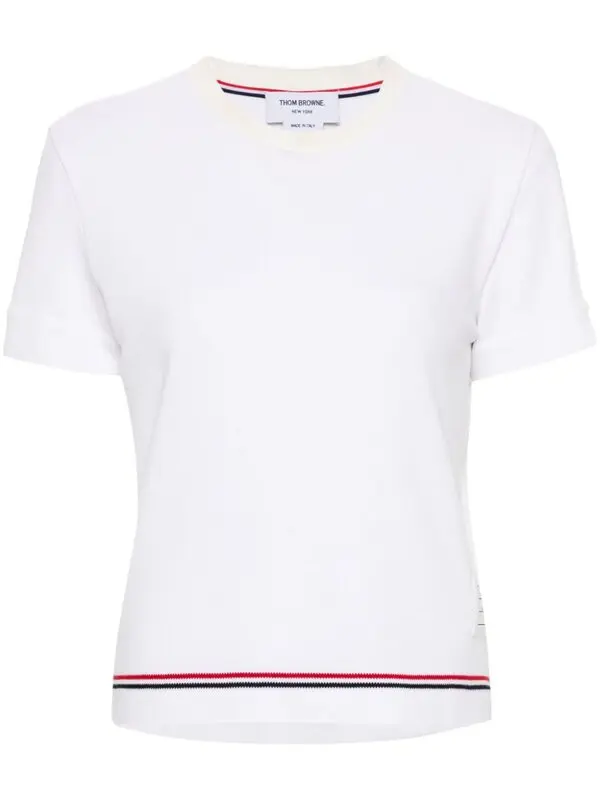 Thom Browne Knitted Top With Tricolor Stripes - White