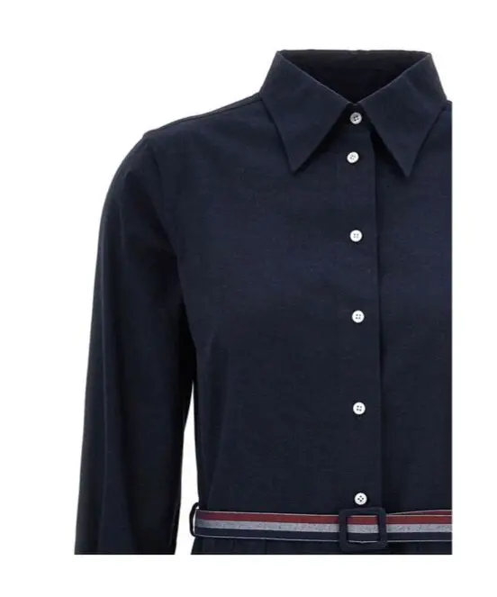 Thom Browne Belted Pleated Midi Shirt Dress
