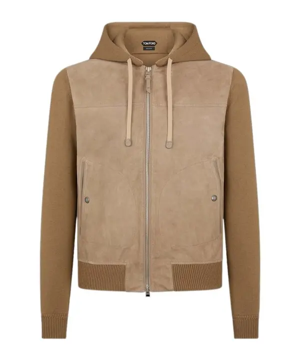 TOM FORD Suede Bomber Jacket With Hood