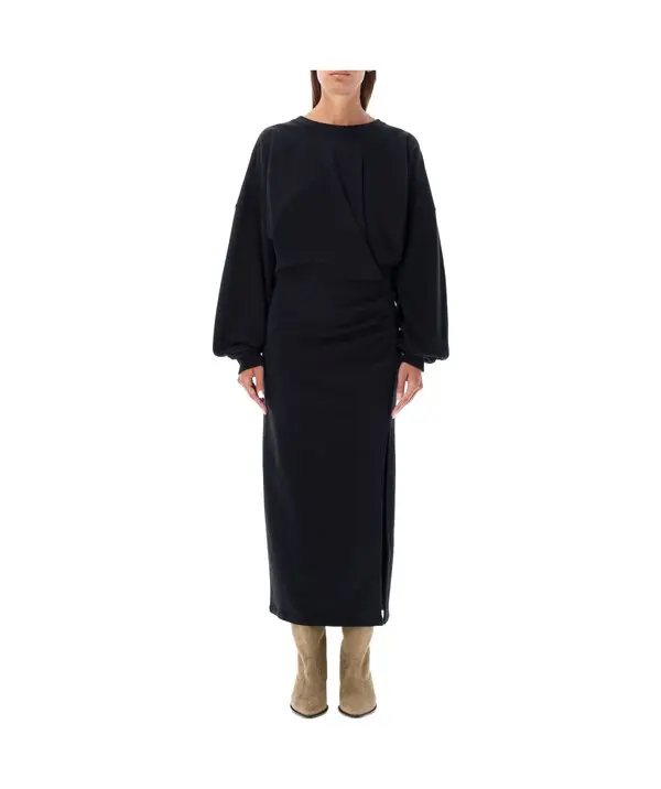 Isabel Marant Étoile Ruched Maxi Dress With Logo Embroidery