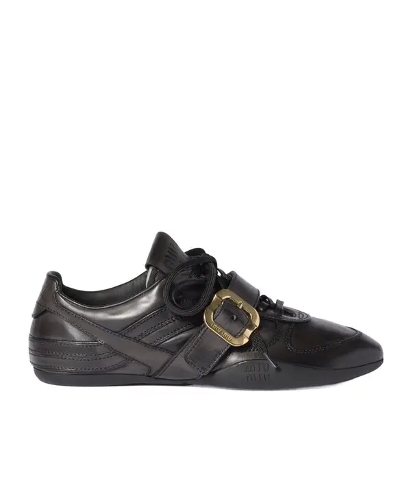 Miu Miu Leather Sneakers With Buckle Detailing