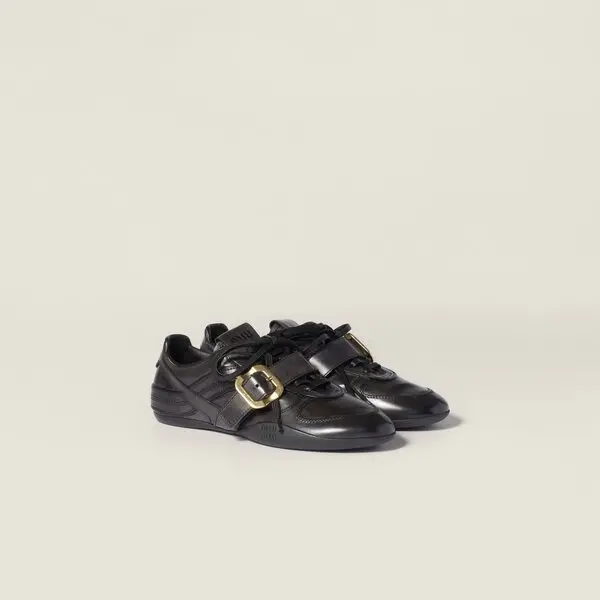 Miu Miu Leather Sneakers With Buckle Detailing