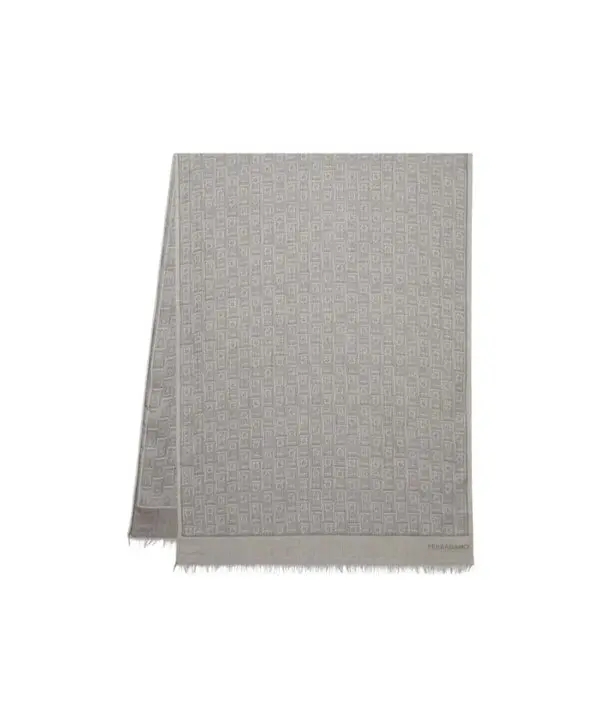 FERRAGAMO Letter Printed Scarf - Gray