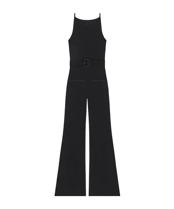 COURREGES Belted Knit Jumpsuit - Black