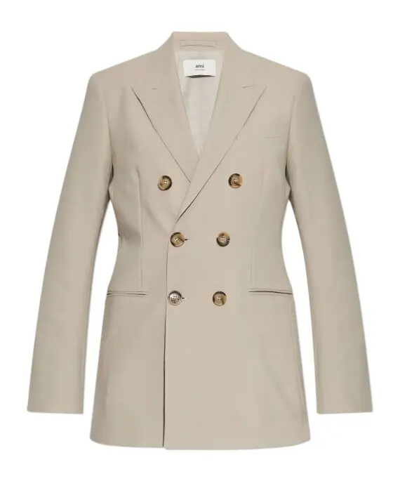 Ami Double-breasted Tailored Blazer - Nude