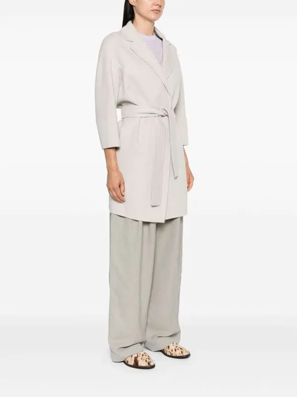 Max Mara Arona Belted Long-sleeved Coat - Gray