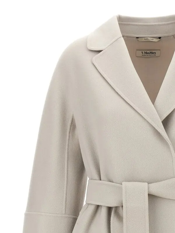 Max Mara Arona Belted Long-sleeved Coat - Gray