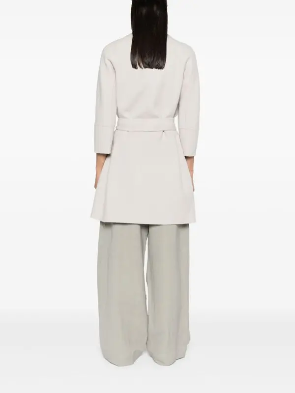 Max Mara Arona Belted Long-sleeved Coat - Gray