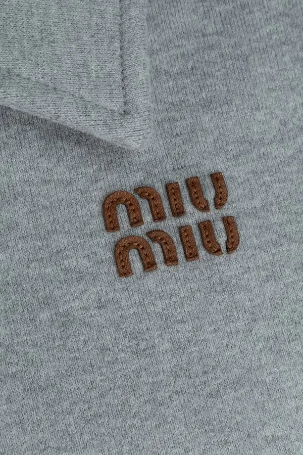 Miu Miu Cropped Long Sleeve Polo Shirt With Half Zipper