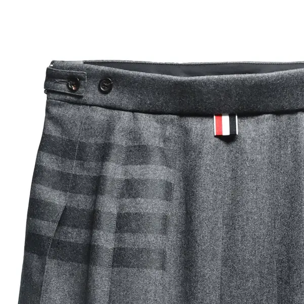 Thom Browne Pleated Midi Skirt With Stripe Details - Grey