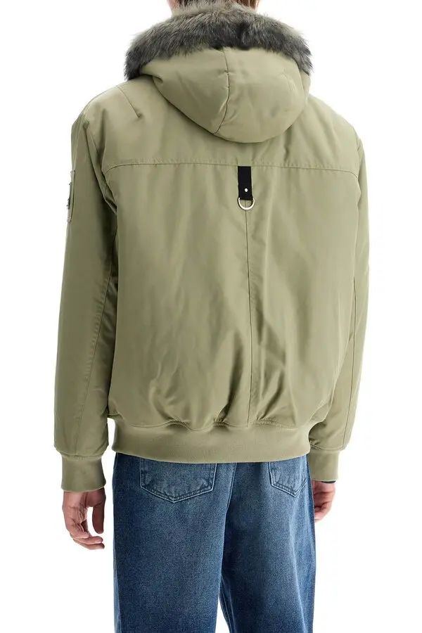 Moose Knuckles Denali Satin Bomber Jacket With Fur Trimmed Hood
