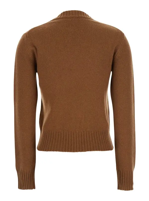 AMI Paris De Coeur Embroidered Crew Neck Sweater - Brown