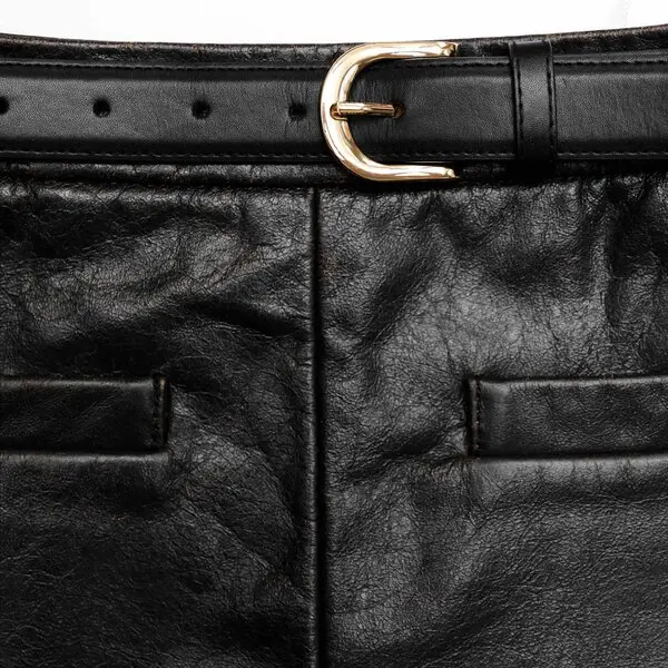 SELF-PORTRAIT Leather Mini Skirt