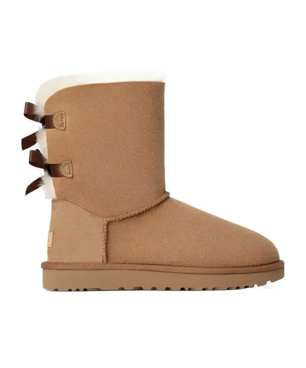 UGG Round Toe Bow Detail Ankle Boots - Chestnut