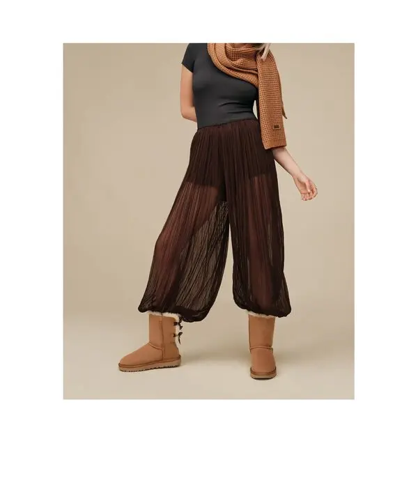 UGG Round Toe Bow Detail Ankle Boots - Chestnut