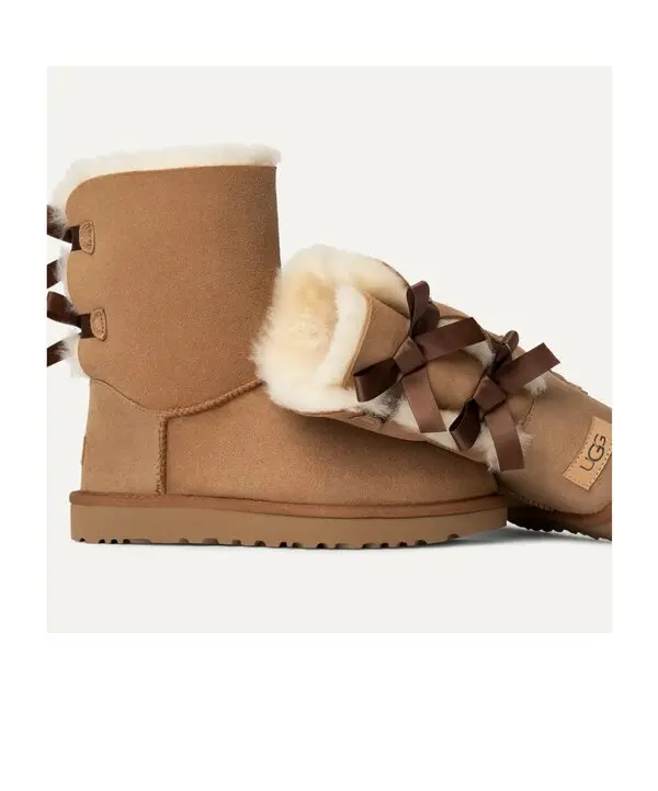 UGG Round Toe Bow Detail Ankle Boots
