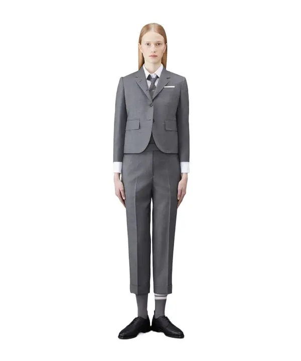 Thom Browne High-waisted Straight Leg Trousers With Signature Striped Loop
