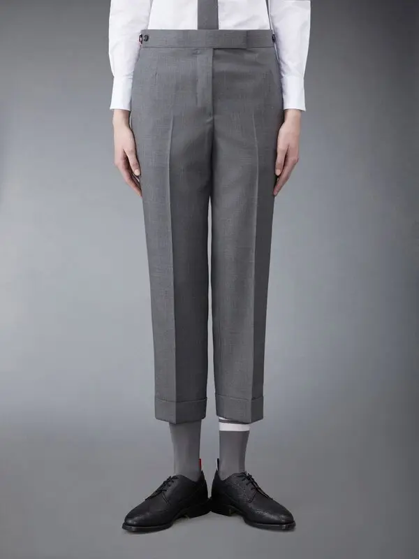Thom Browne High-waisted Straight Leg Trousers With Signature Striped Loop