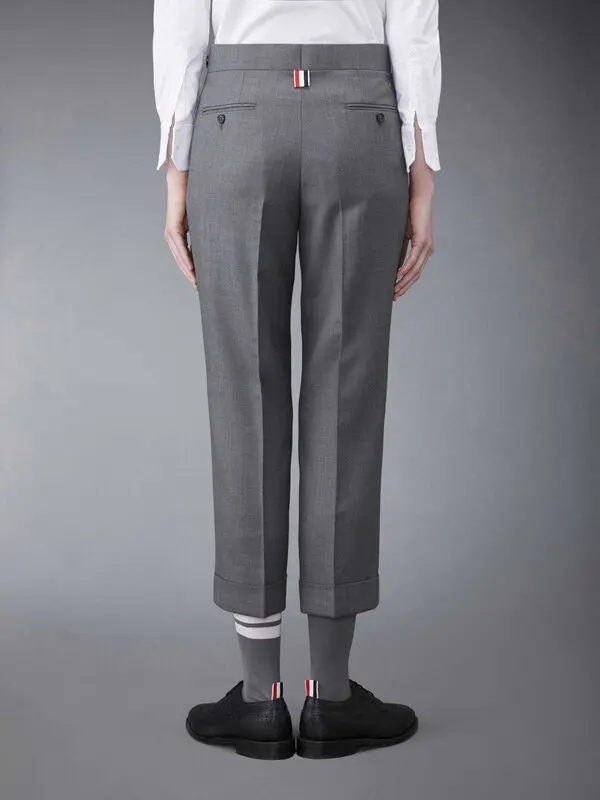 Thom Browne High-waisted Straight Leg Trousers With Signature Striped Loop